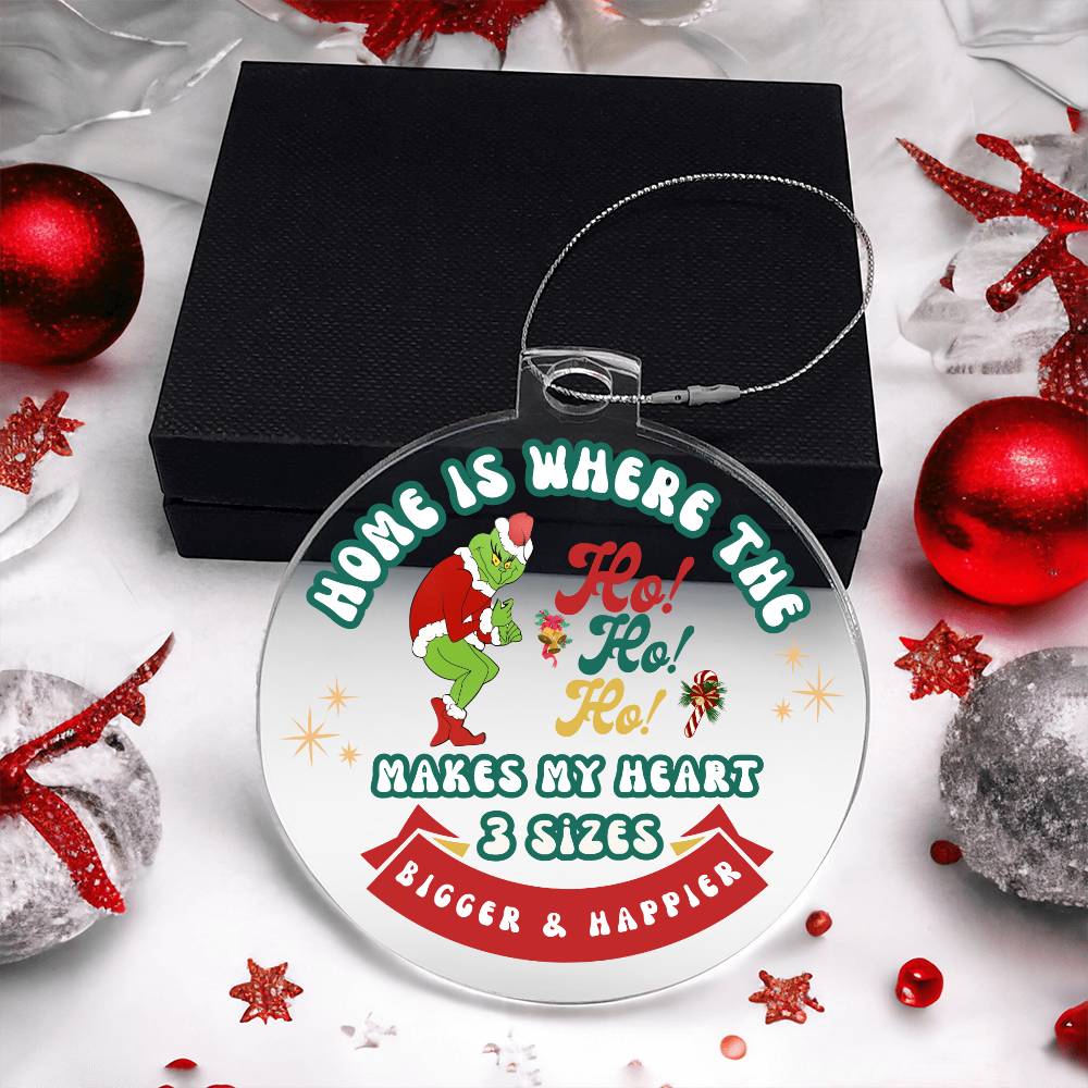 Grinch Ho Ho Ho - Christmas Ornament w/ Gift Box